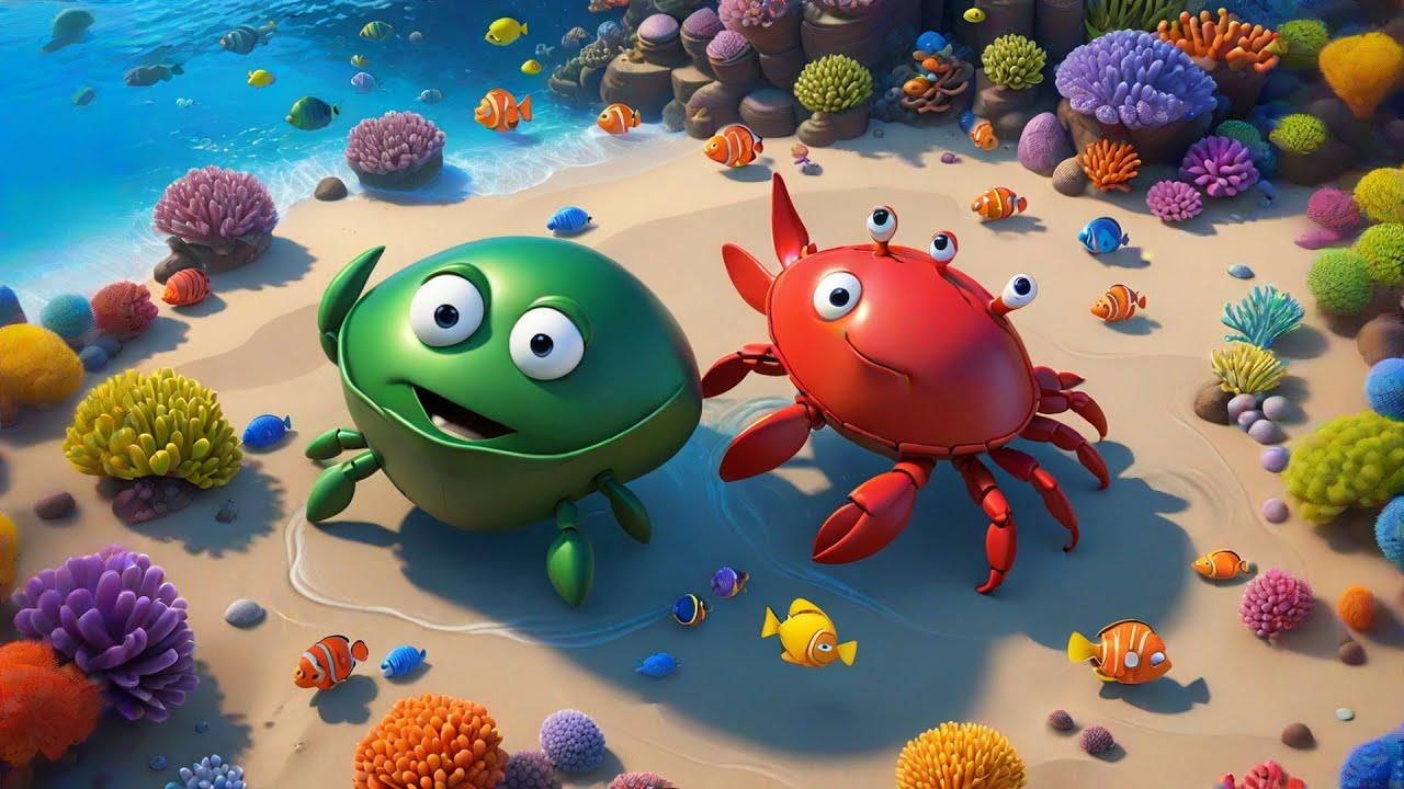 Four Crawling Crabs Race to Win | Ocean Animal Song for Kids | Nursery ...