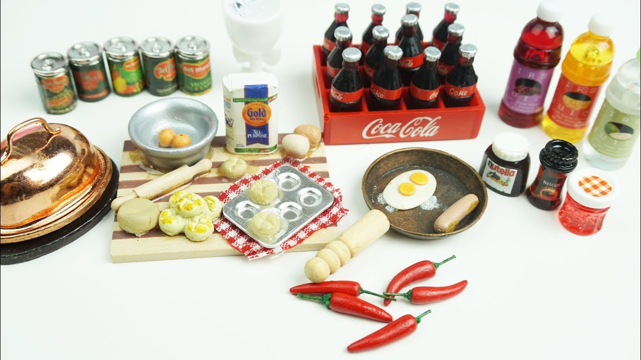 New 2017 Miniature Coca Cola Nutella Nescafe etc. Review 🍗 Dollhouse ...