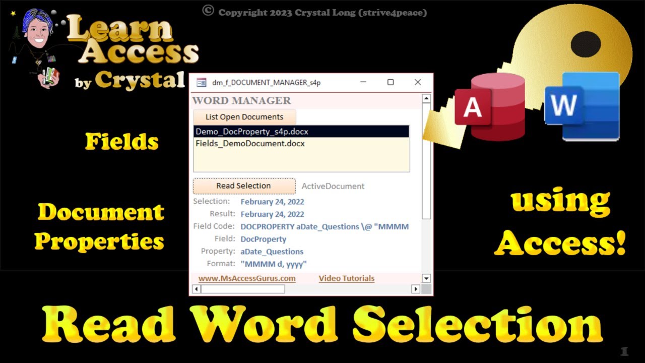 Read Word Selection using Access - YouTube