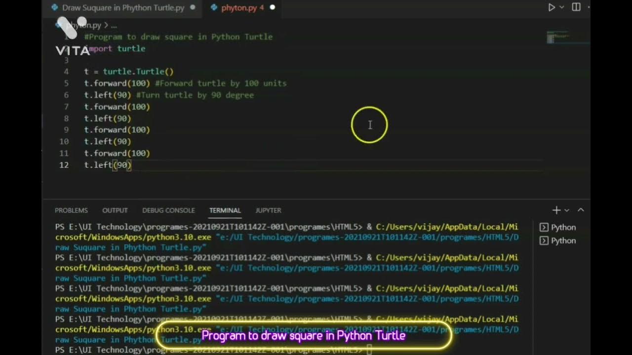 Program To Draw Square In Python Turtle shorts Python programming program-to-draw-square-in-python-turtle-shorts-python-programming