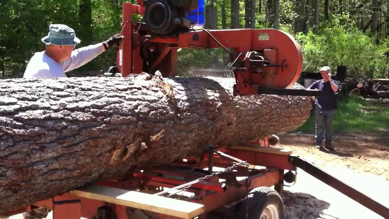 Sawing big logs - YouTube