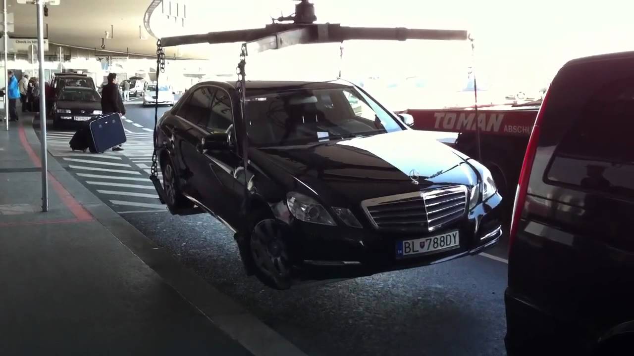 Car being towed at Vienna airport - YouTube
