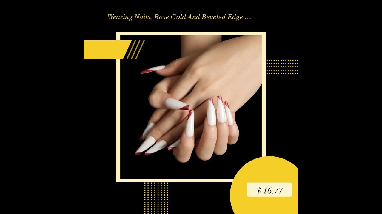 Wearing Nails, Rose Gold And Beveled Edge French Manicure, Long Ballet ...