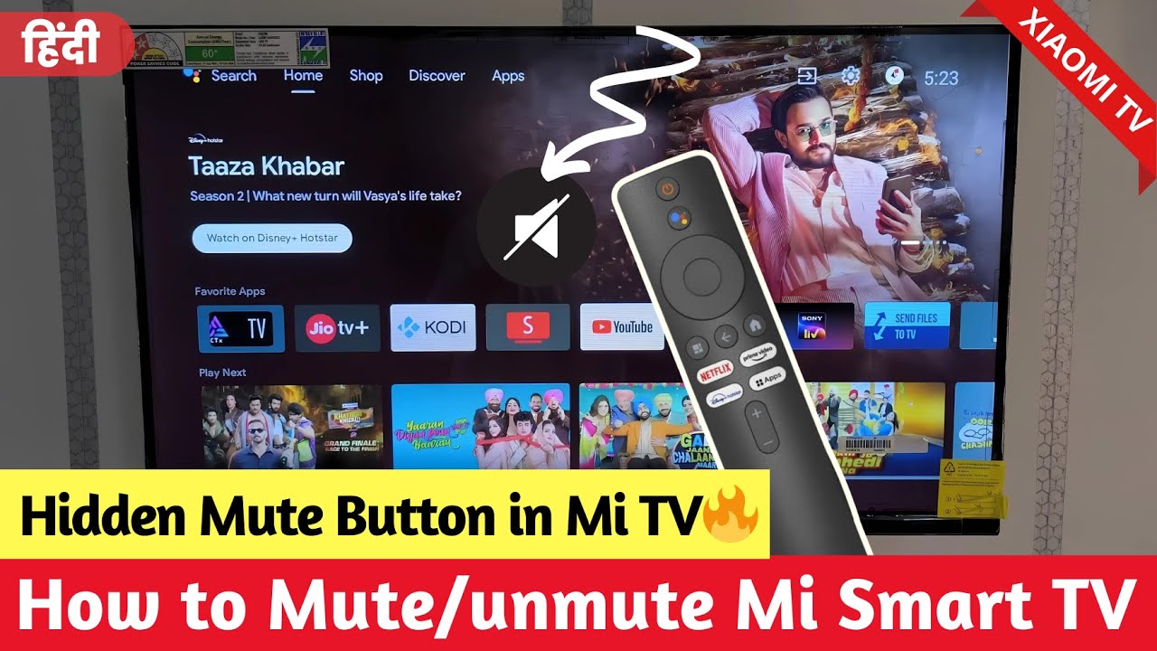 How to Mute/Unmute Mi TV with Remote 🔥 | Quick Mute Feature - Mi TV ...