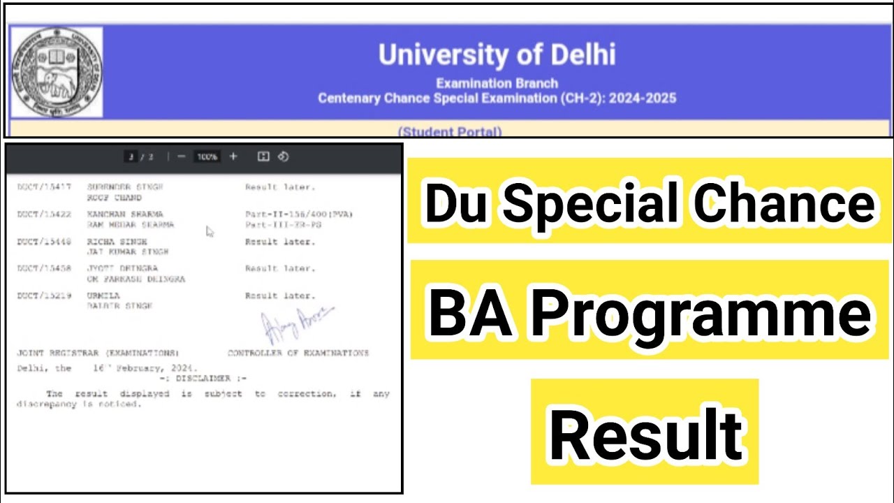 Du Centenary Exam BA Programme Result Declared Date | Ran2goal (DU SOL ...