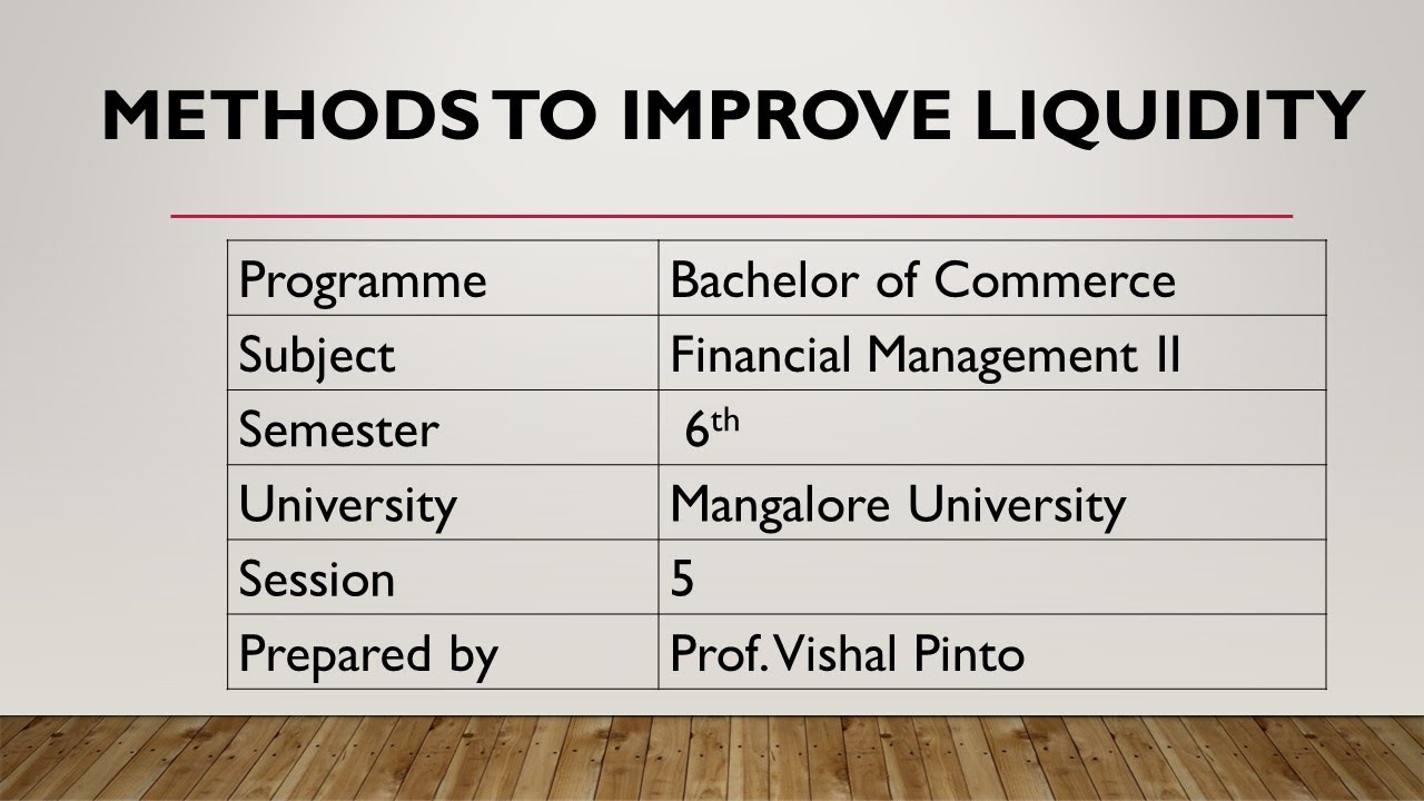 FM Session 5: Methods to Improve Liquidity - YouTube