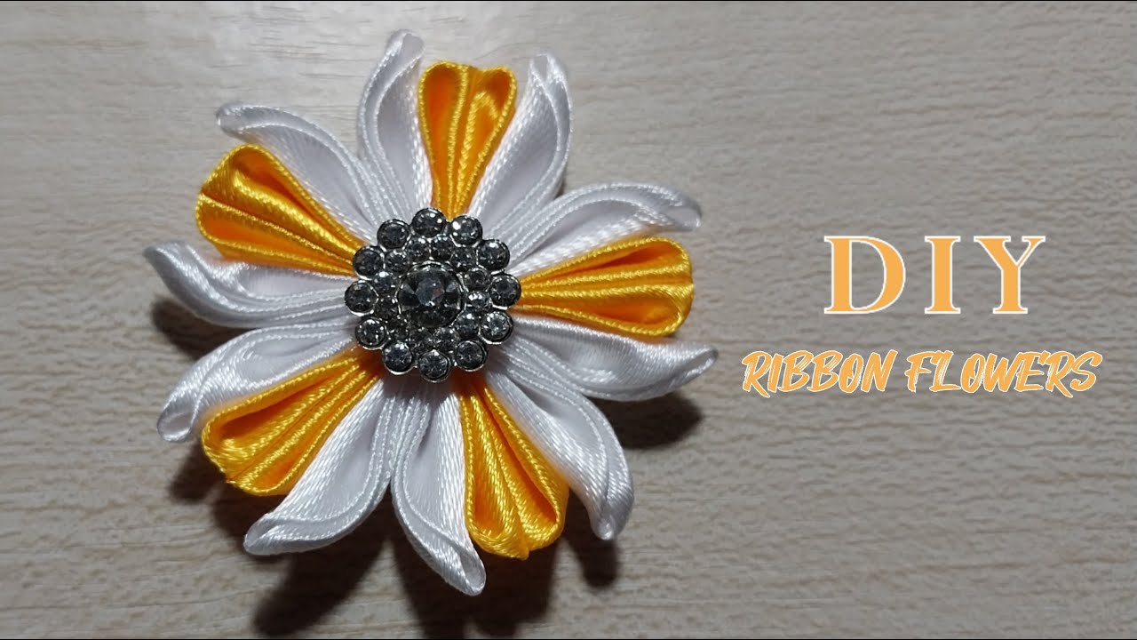 Ribbon flower trick | How to make flowers with satin ribbon super ...