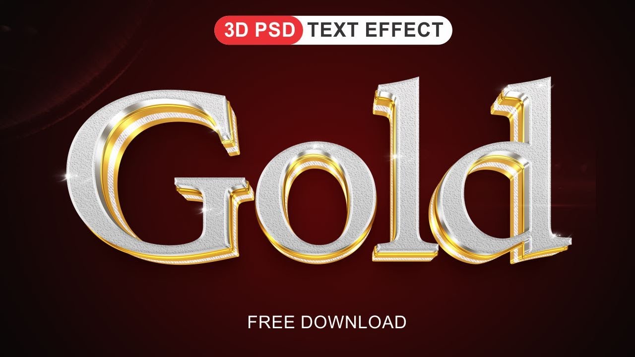 How to make 3D Gold Text Effect | Graphics Design | Free Download ...
