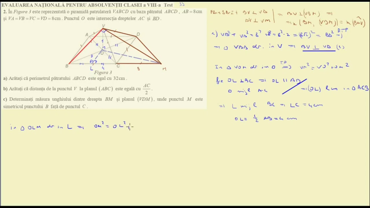Evaluare Nationala 2020, Test 33 III02- Piramida triunghiulara - YouTube