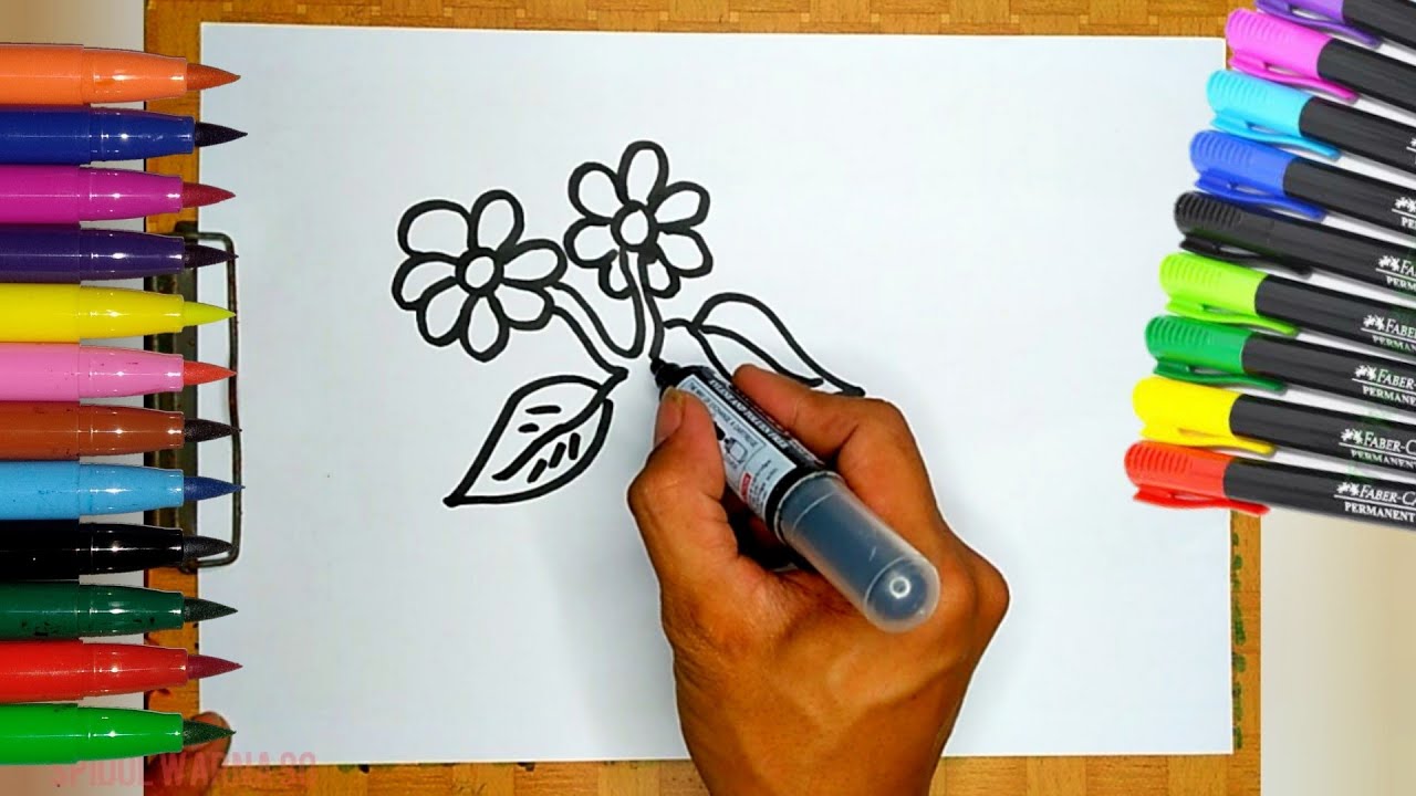 How to draw flower | cara menggambar bunga - YouTube