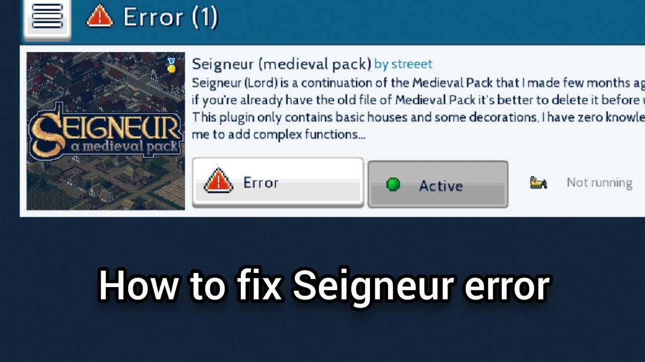 How to Fix Seigneur Plugins error | Theotown - YouTube