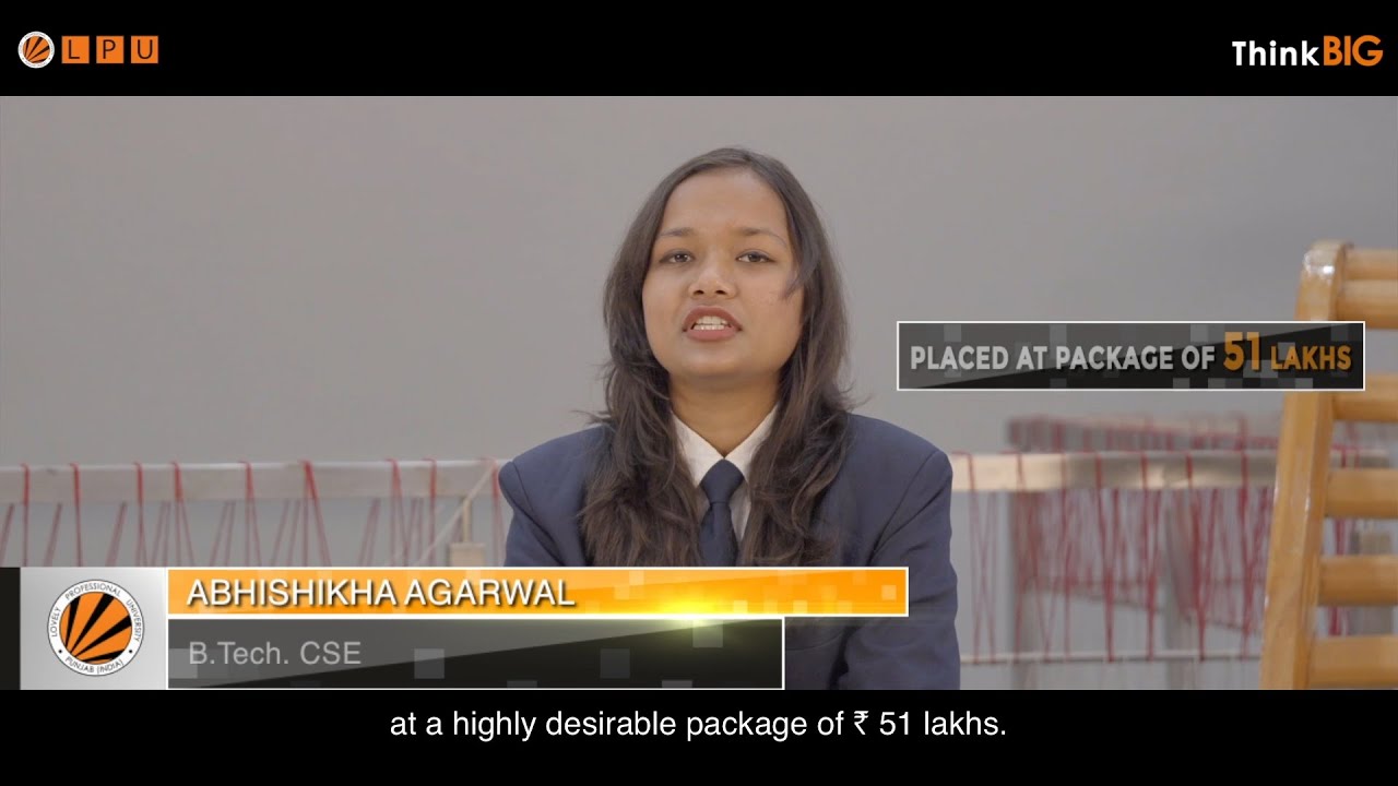 LPU B.Tech. CSE student Abhishikha Agarwal | Placed at Motorq - YouTube