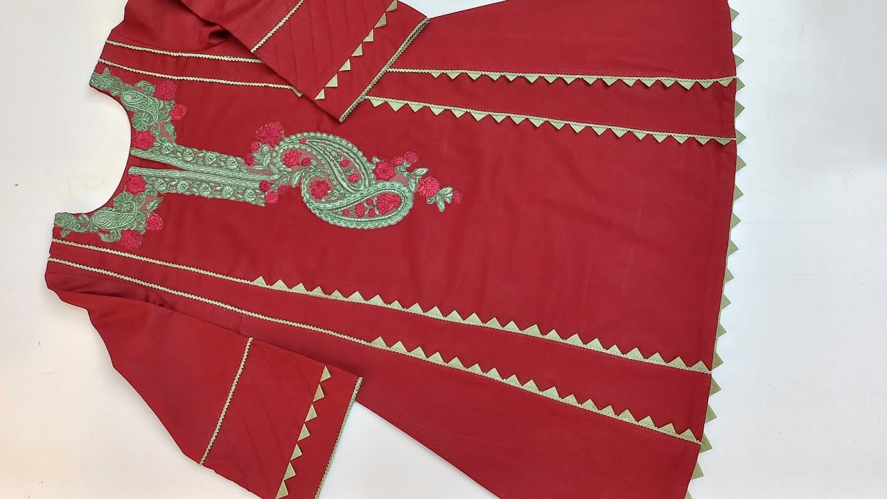 Adorable frock panel design with lace & triangles/Double panel frock ...