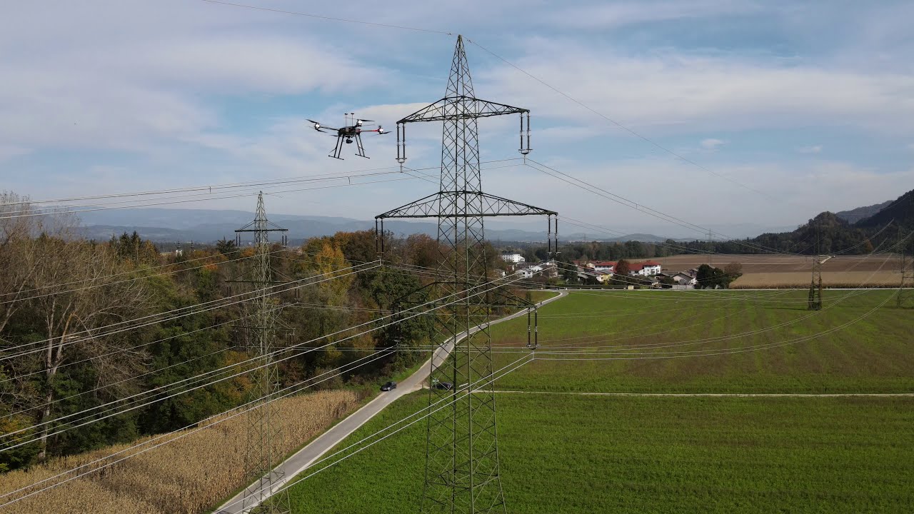 AIR8 Drone - "Flyby" Power Lines & Poles Inspection - YouTube
