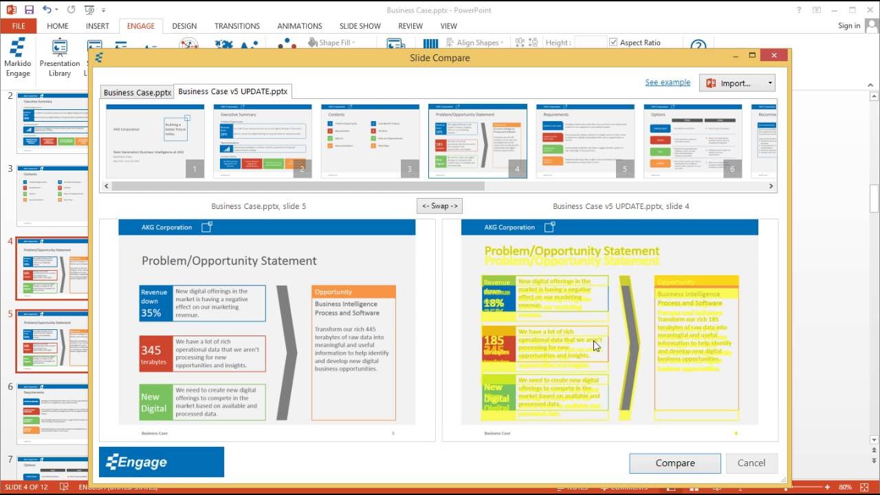 Using Slide Compare in the Engage PowerPoint add-in - YouTube