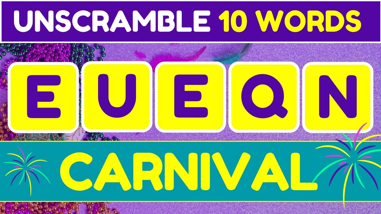 Carnival Vocabulary ESL Quiz | Unscramble 10 Words 🎪 Fun English Word ...