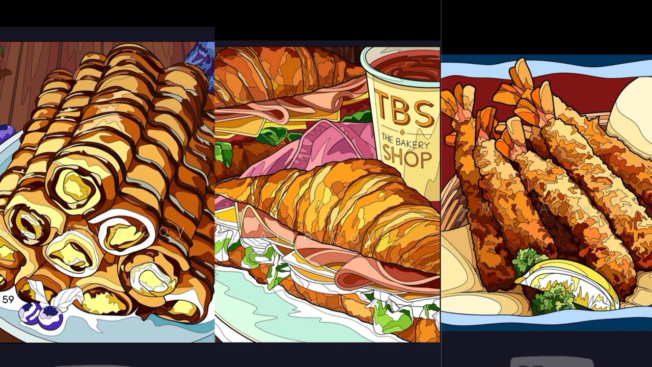 Cemilan enak nih,menggambar dan mewarnai makanan enak mantul - YouTube