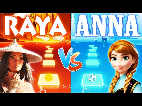 Raya VS Anna | Lead The Way, Love Is An Open Door | Frozen Disney - Tiles Hop EDM Rush