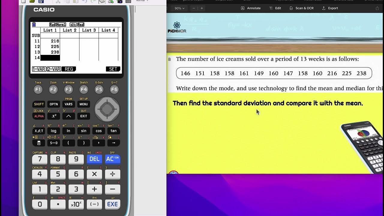 Finding the standard deviation using the calculator CG50 (Casio) - YouTube