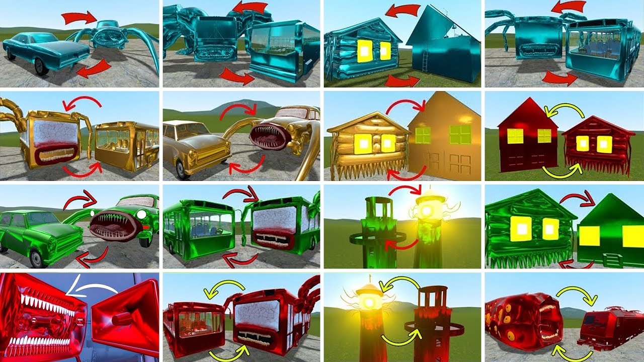 COLORED EVERYTHING TURNED INTO MONSTERS! -HOUSE HEAD, CAR EATER,HELL ...