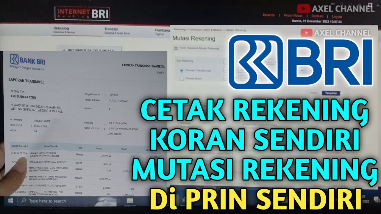 Cara Cetak Rekening Koran Bank BRI Sendiri di Rumah - YouTube