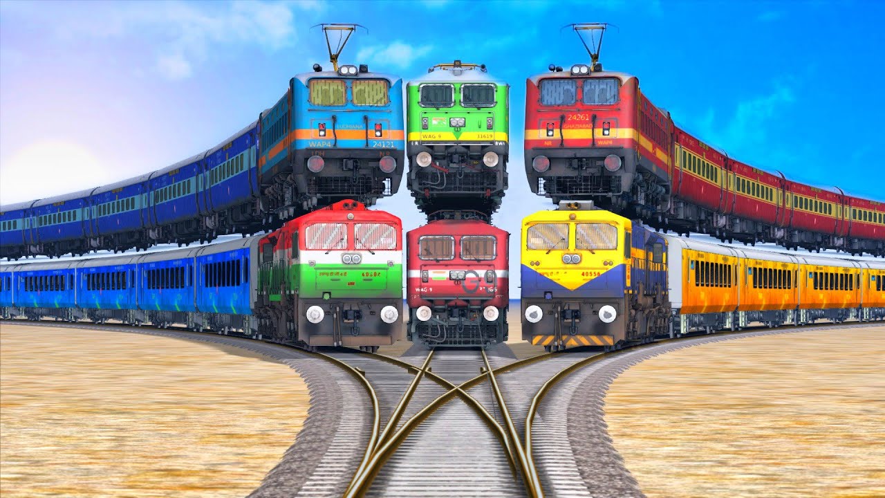 TRAIN ON TOP OF THE TRAIN CROSSING | 6 TRAINS DIFFERENT CROSSING ...