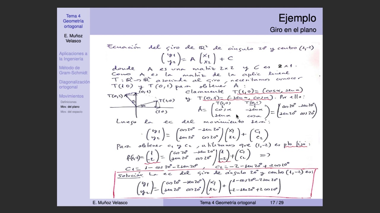 Ecuación de un giro en el plano - YouTube
