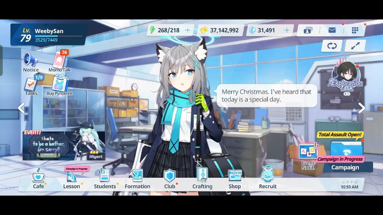 blue archive shiroko Christmas voice line - YouTube