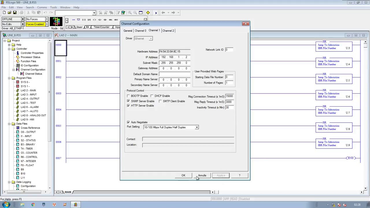 How to change IP address in a Controller (MicroLogix) using RSLogix 500 ...