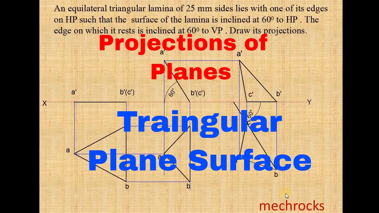 Engineering Drawing - Projections of Triangular Plane Surface Inclined ...