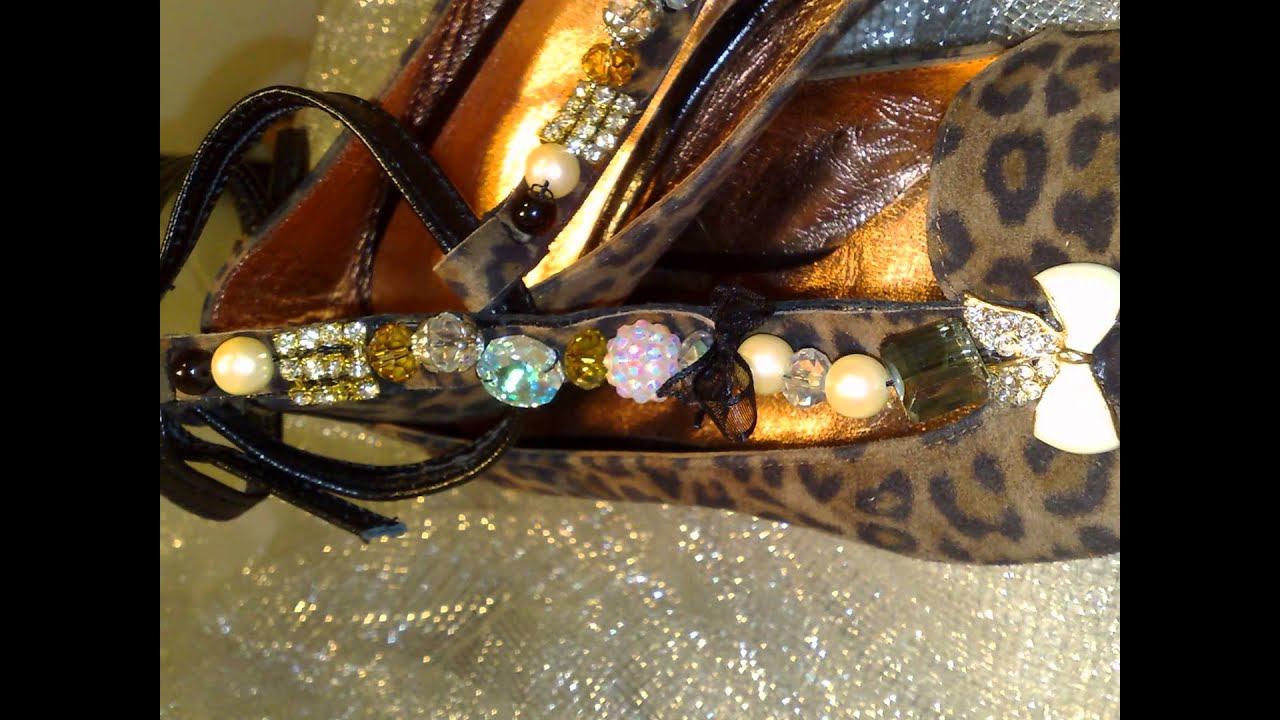 lather crystal shoes hand made - YouTube