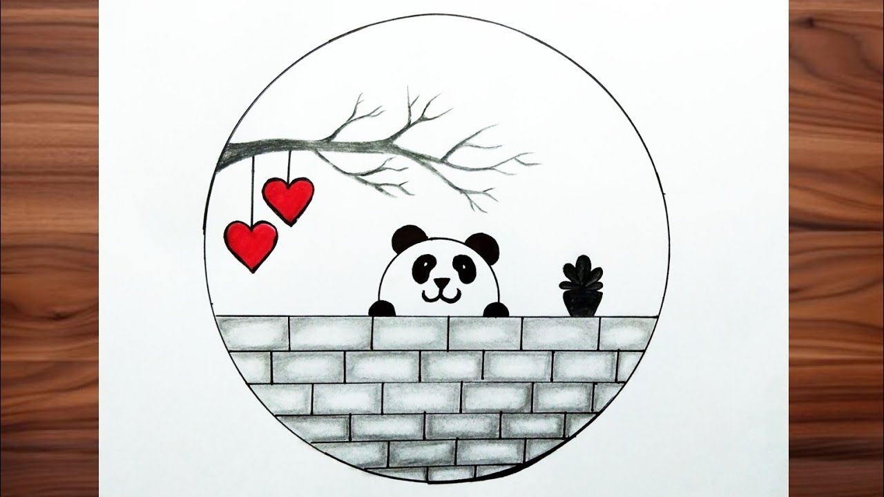 Easy Circle Drawing/ Panda Drawing in Circle/Easy Circle Drawing Step ...
