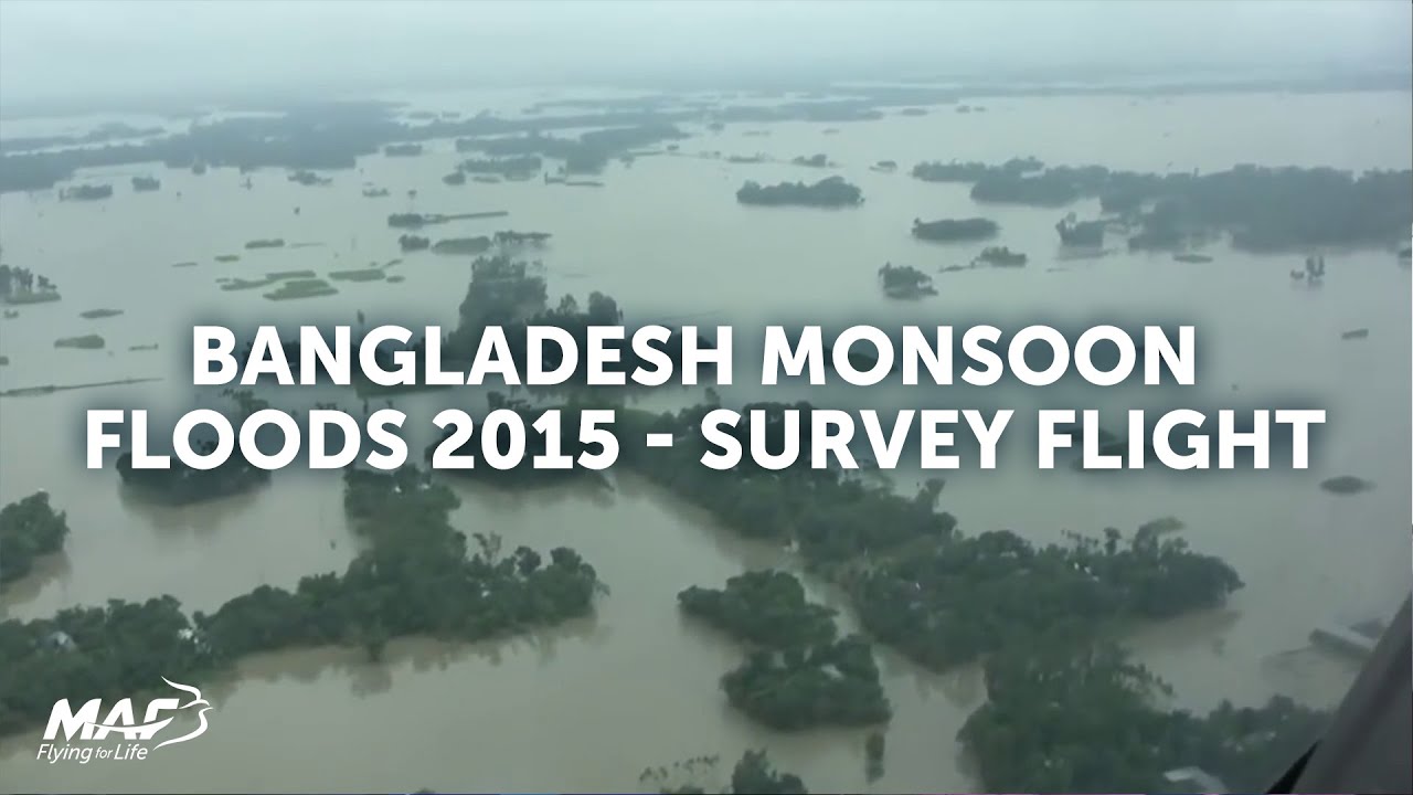Bangladesh monsoon floods 2015 - survey flight - YouTube