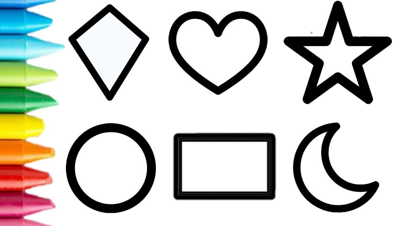 2d shapes drawing for kids kite, heart, star, circle, rectangle ...