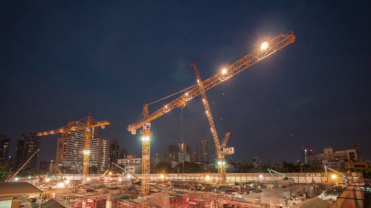 Day to Night Time lapse of Construction Site stock video - YouTube