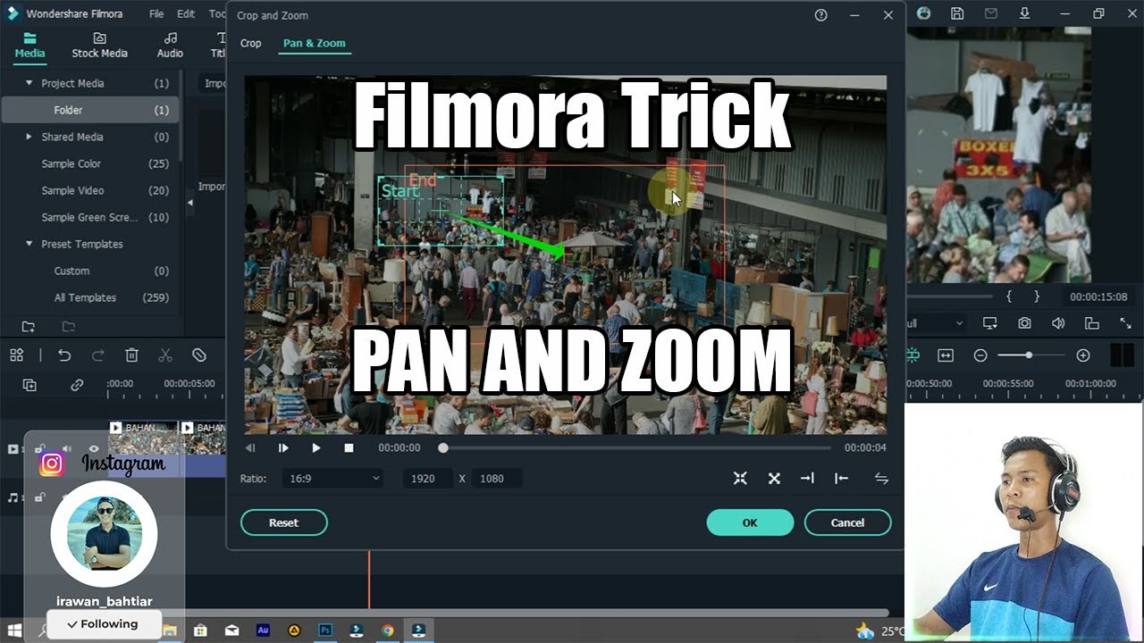 TIPS AND TRICK FILMORA 11 CARA MENGGUNAKAN FITUR CROP/PAN AND ZOOM YANG ...