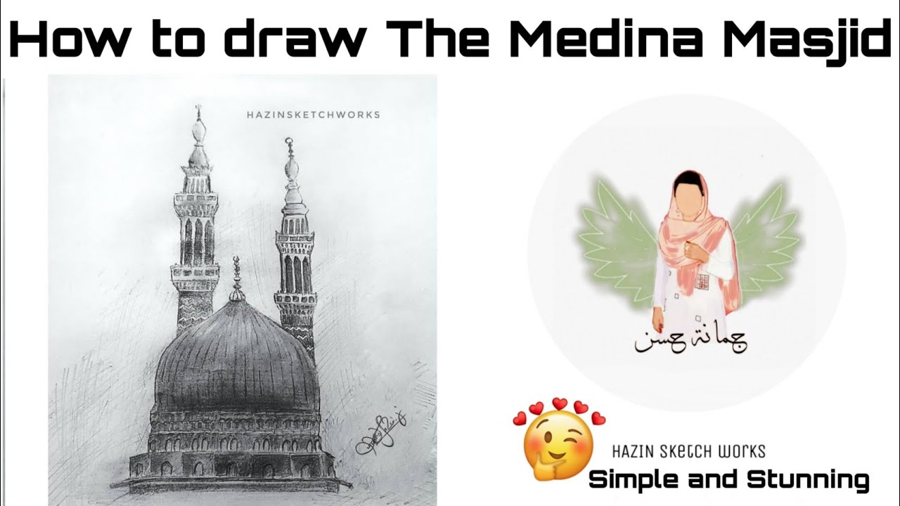 How to draw The Medina masjid | The Holy Madina drawing tutorial | Step ...