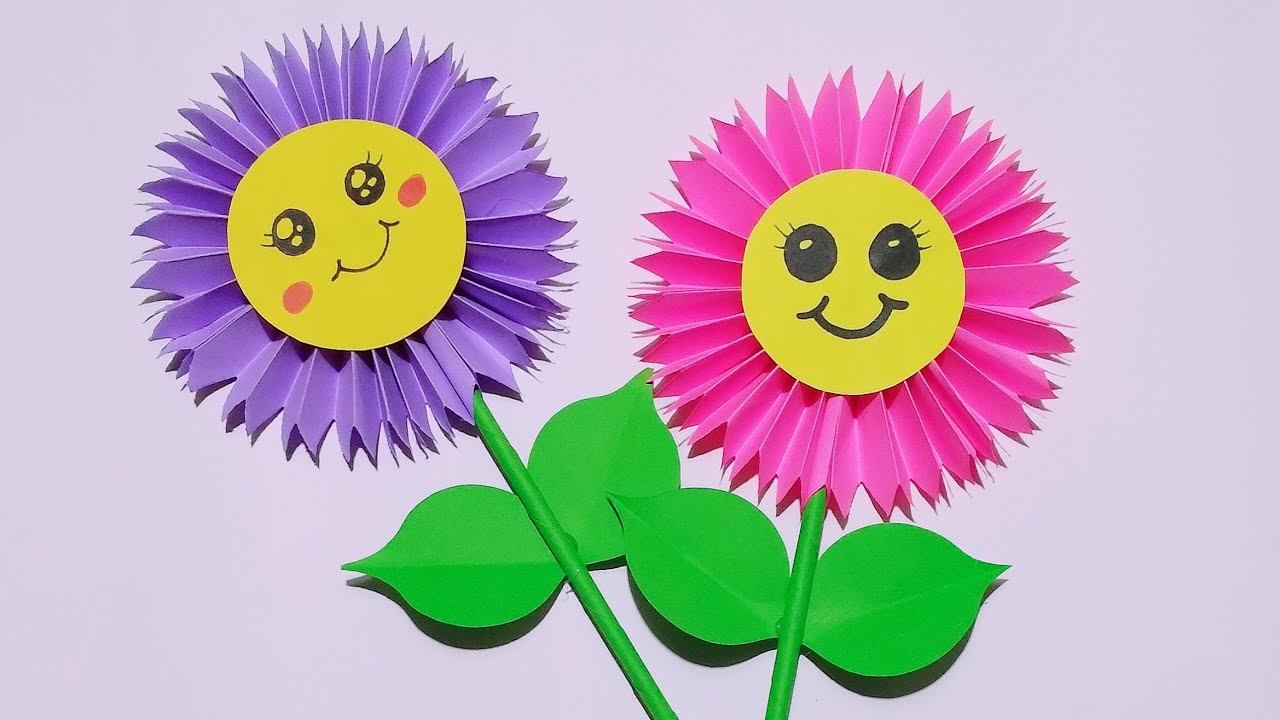 Cute paper flower making idea / a4 nirmana / kadadasi mal nirmana ...