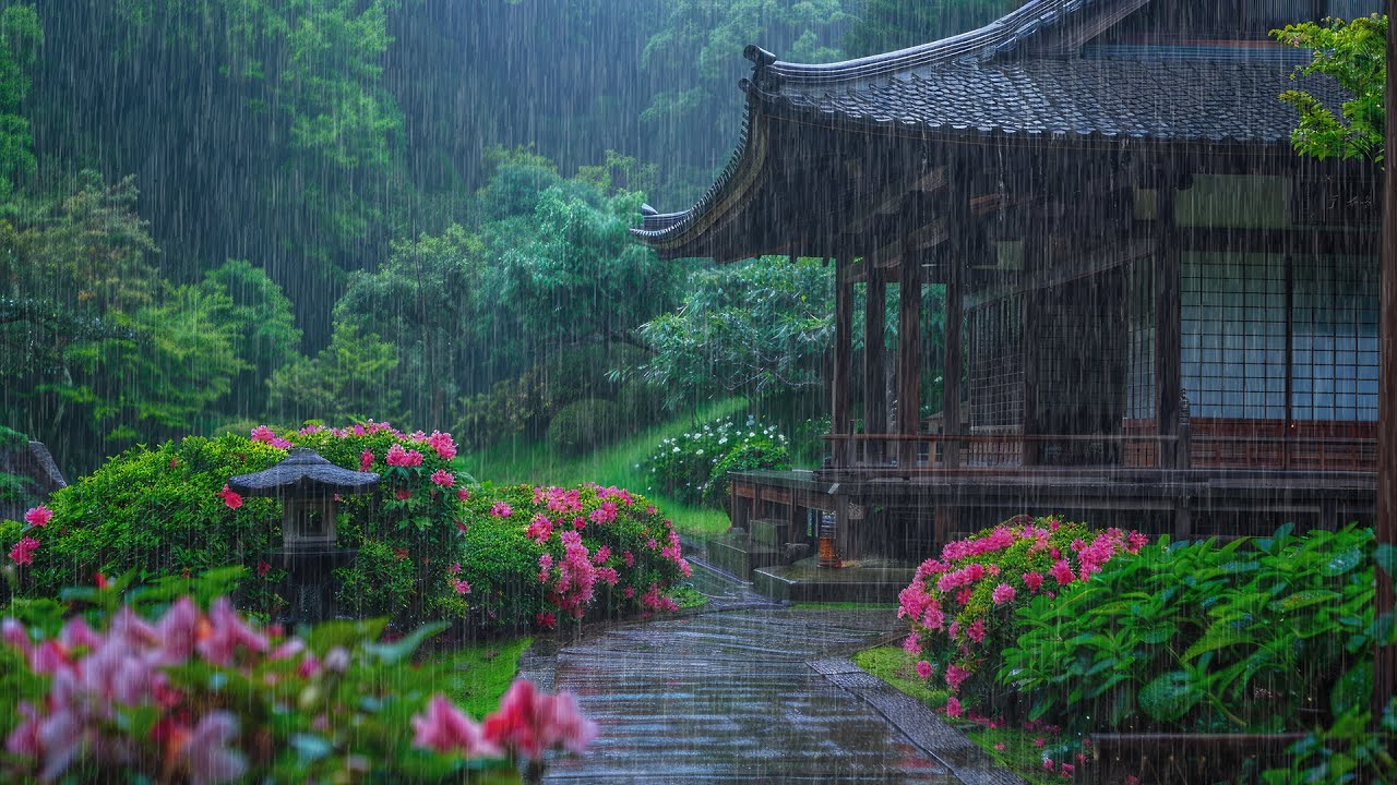 【No Mid Ads】Relaxing Your Mind With Rain In Japanese Zen Garden - Rain Sounds For Sleep - YouTube