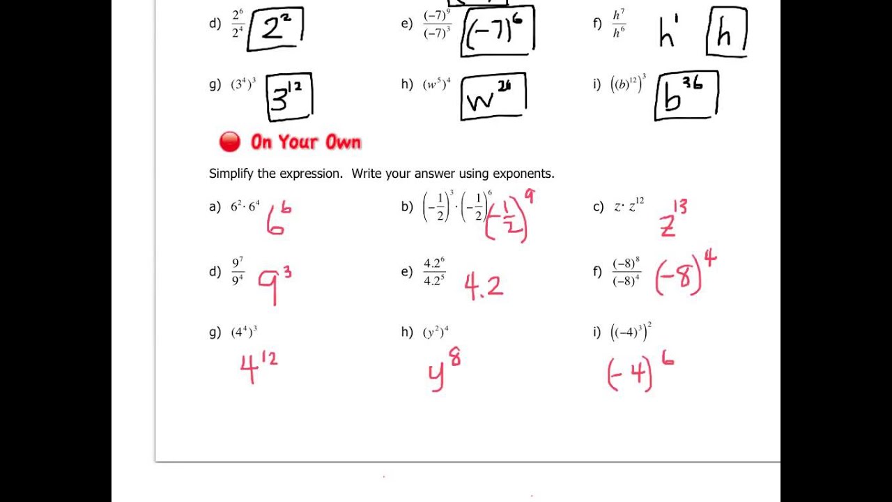Math 8 - 10.2-3 Product and Quotient Rules - YouTube