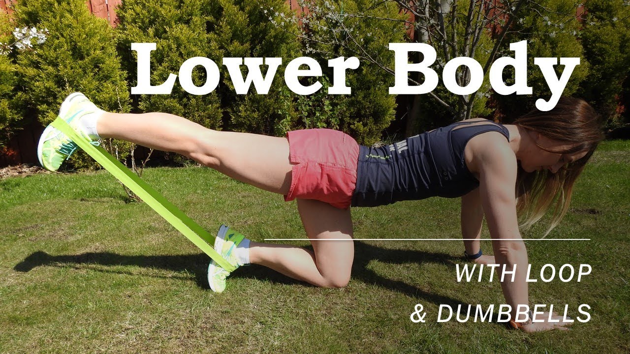 LOWER BODY WORKOUT with Dumbbells, Resistance band (loop)& step / 15 ...