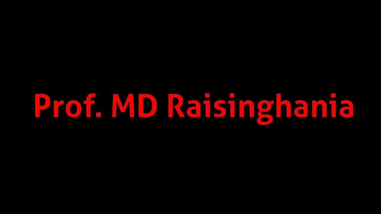 Prof. MD Raisinghania - YouTube
