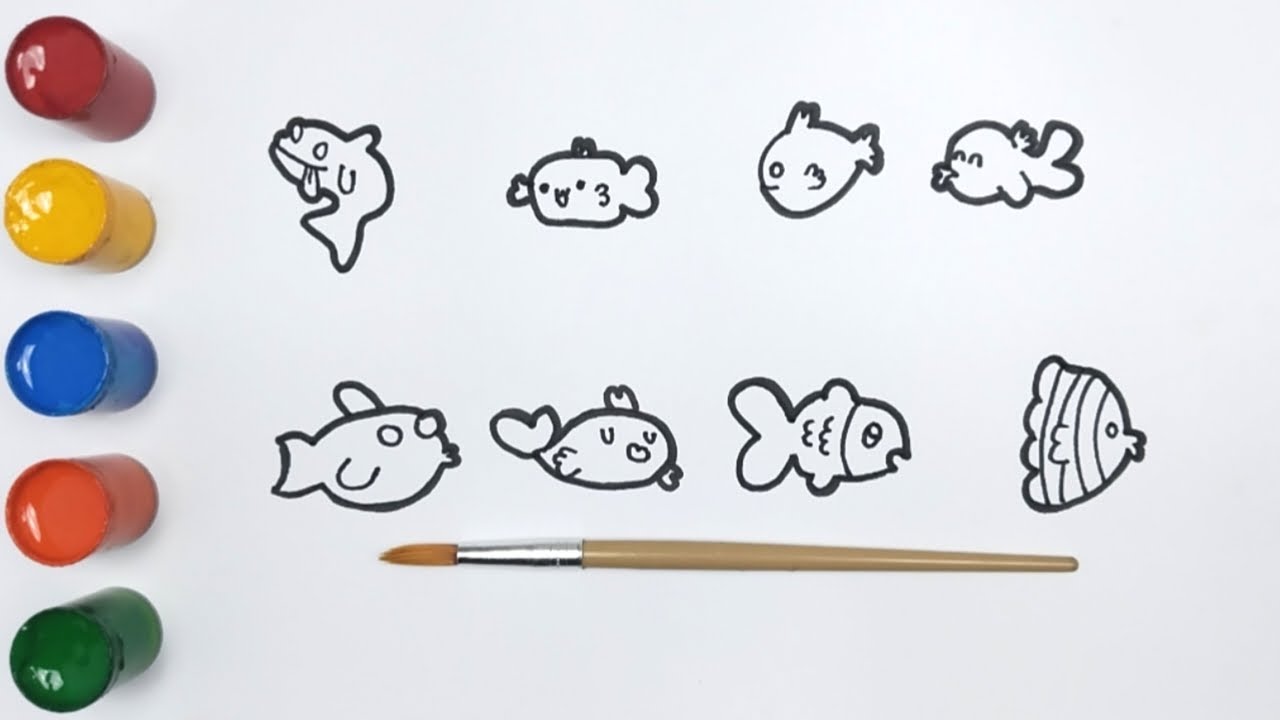 Drawing and coloring, little fish | for toddlers, painting, part 10 ...