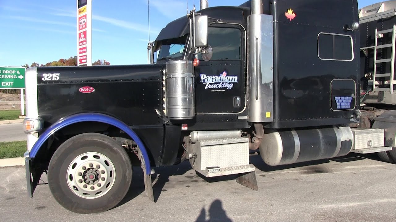 Black Peterbilt 389 Parked At London Truck Stop - YouTube