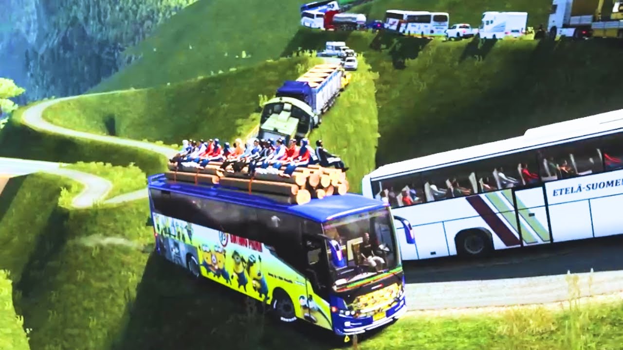 full speed overloaded bus MINION on the infernal roads - YouTube