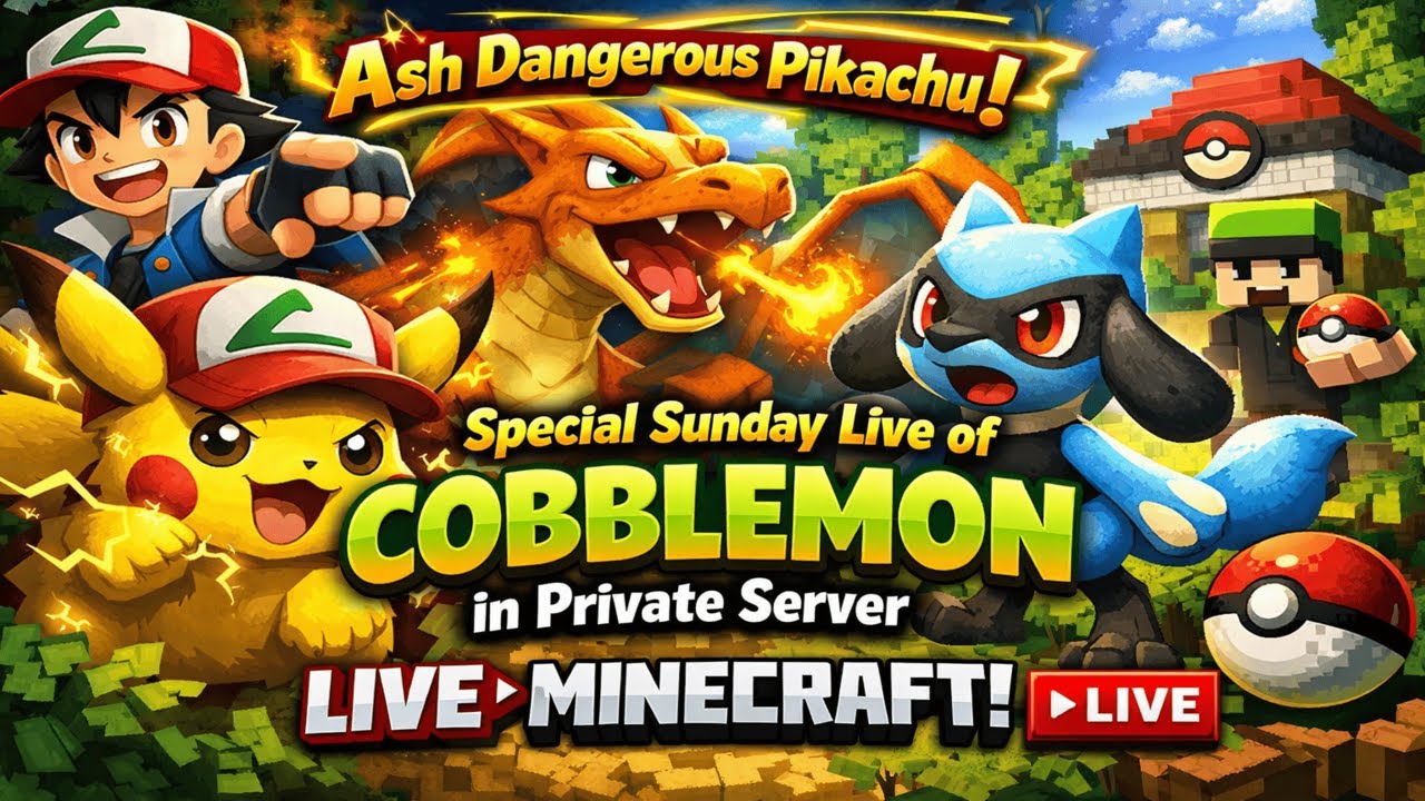 Special Sunday Live Cobblemon Private Server | Telugu Minecraft | Ash ...