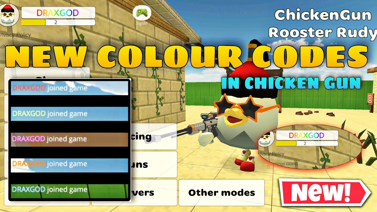 Rainbow colour codes in chicken gun | Brandnew codes || DRAXGOD GAMING ...