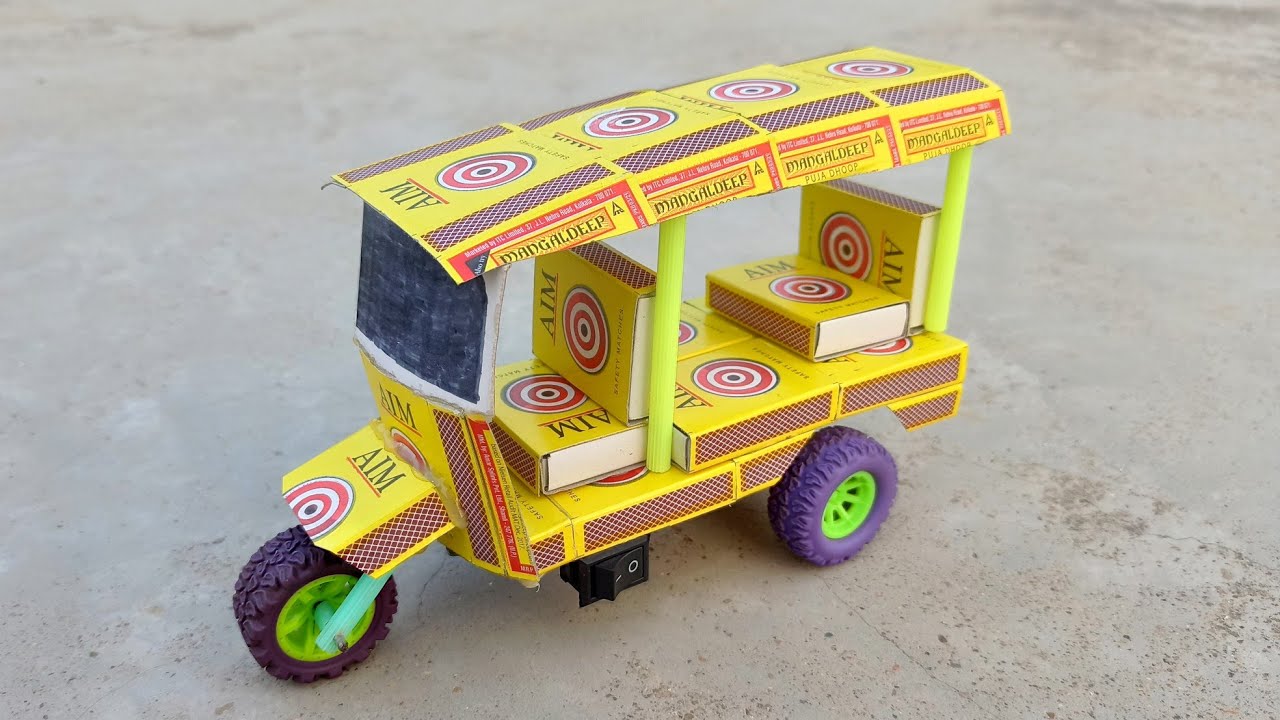 how to make a Tuk-Tuk Rickshaw at Home - Diy Matchbox Auto Taxi - mini ...