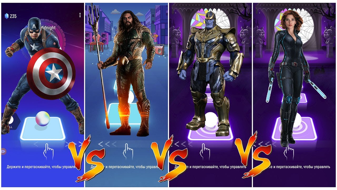 Tiles Hop Avengers Captain America vs Aquaman vs Tanos vs Black Widow ...