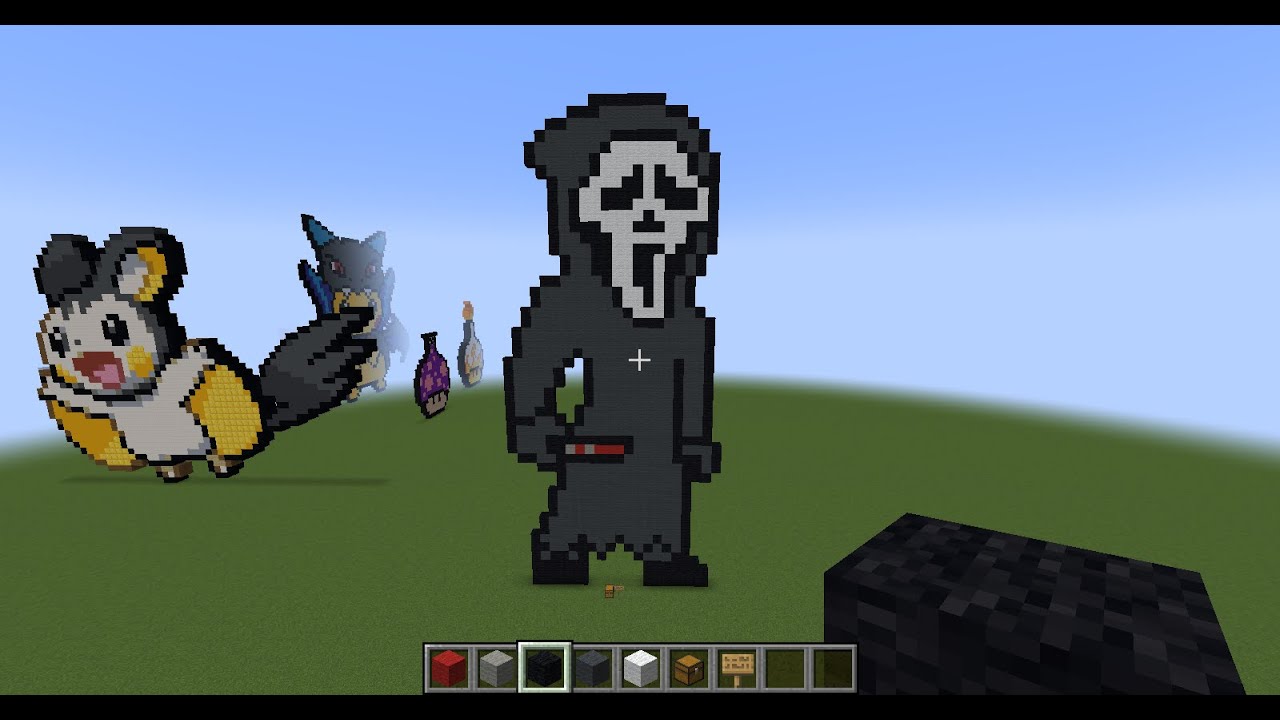 minecraft ghost face pixel art 200 subs!!!! - YouTube